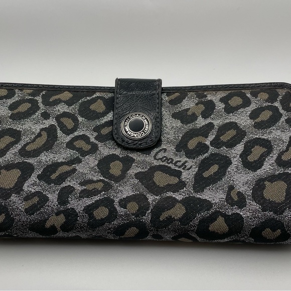 Coach | Bags | Coach Ocelot Leopard Print Shimmer Zip Around Wallet ...